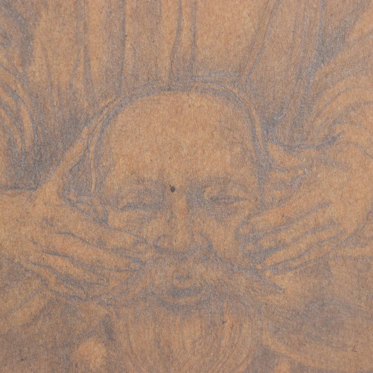 Rafael Coronel Drawing Pencil on Paper, Mounted Giltwood Frame For Sale ...