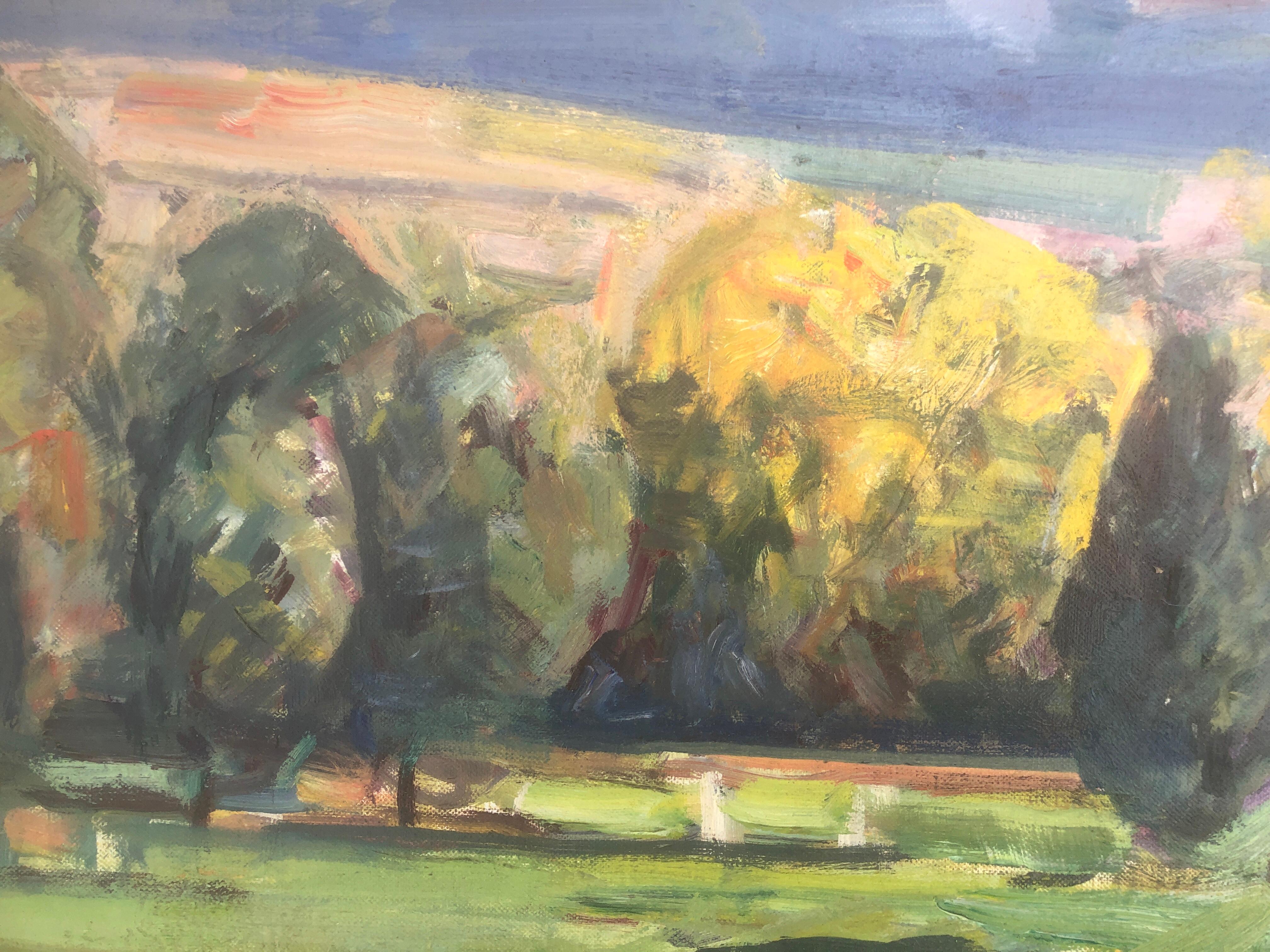 Rafael Duran Benet - Landscape with lake oil on canvas painting Spain ...