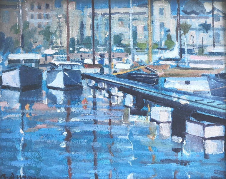 Rafael Duran Benet - Leisure port Spain oil painting spanish seascape ...