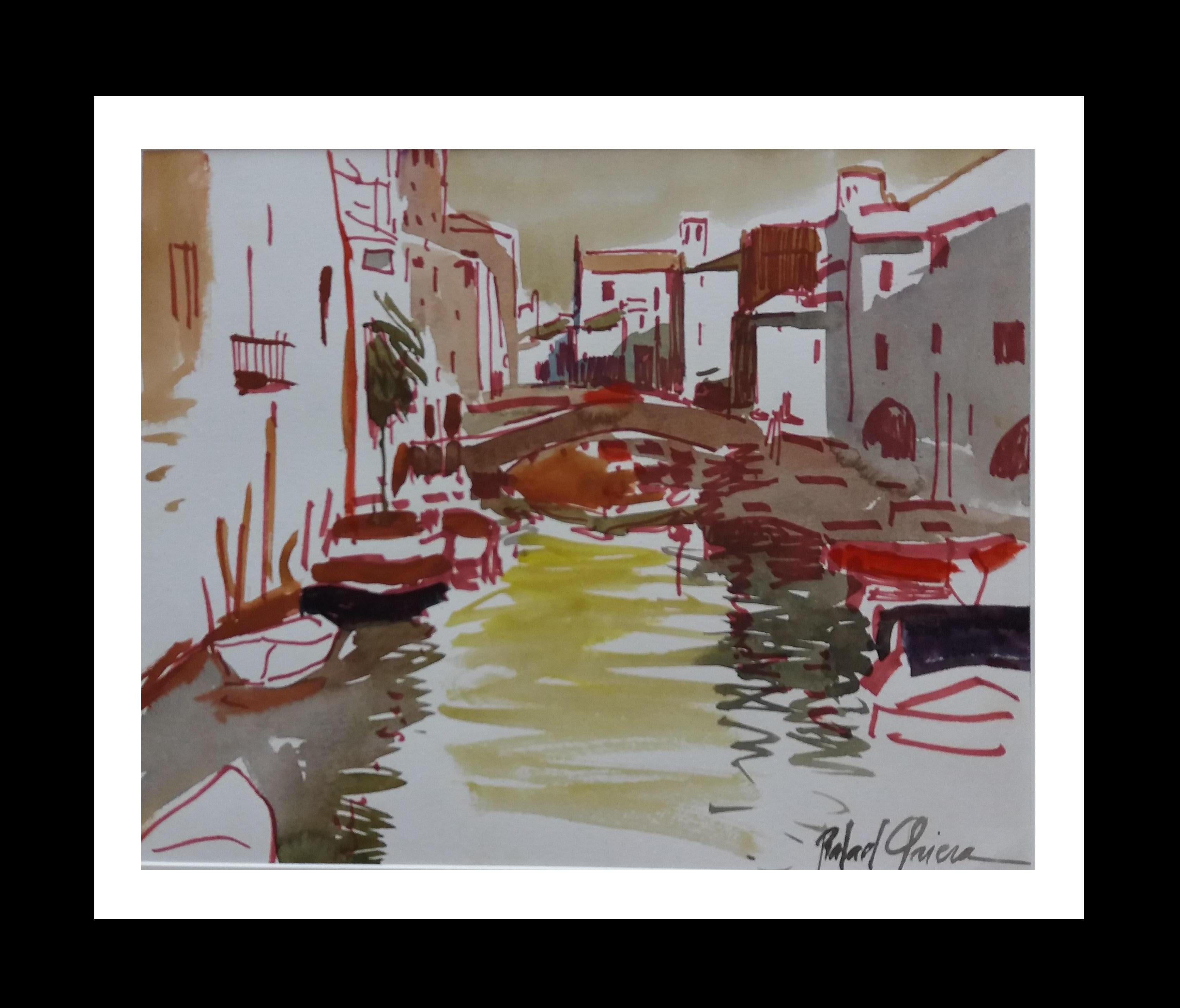 RAFAEL GRIERA 1 - Rafael Riera Venice original watercolor expressionist ...