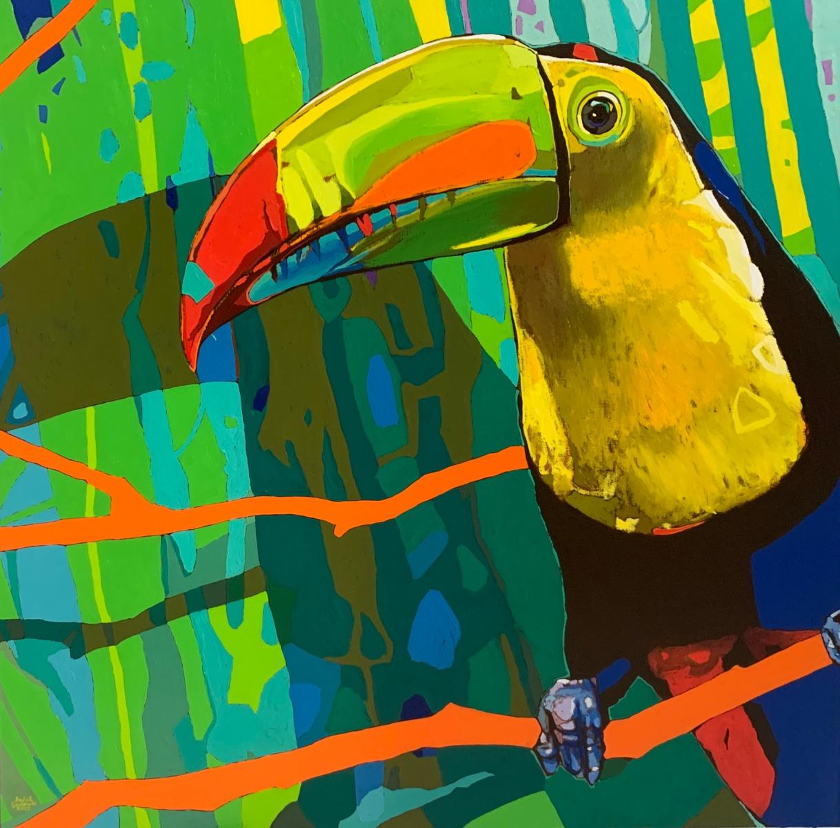 Rafał Gadowski - A Toucan 13. Figurative Oil Painting, Colorful, Pop ...