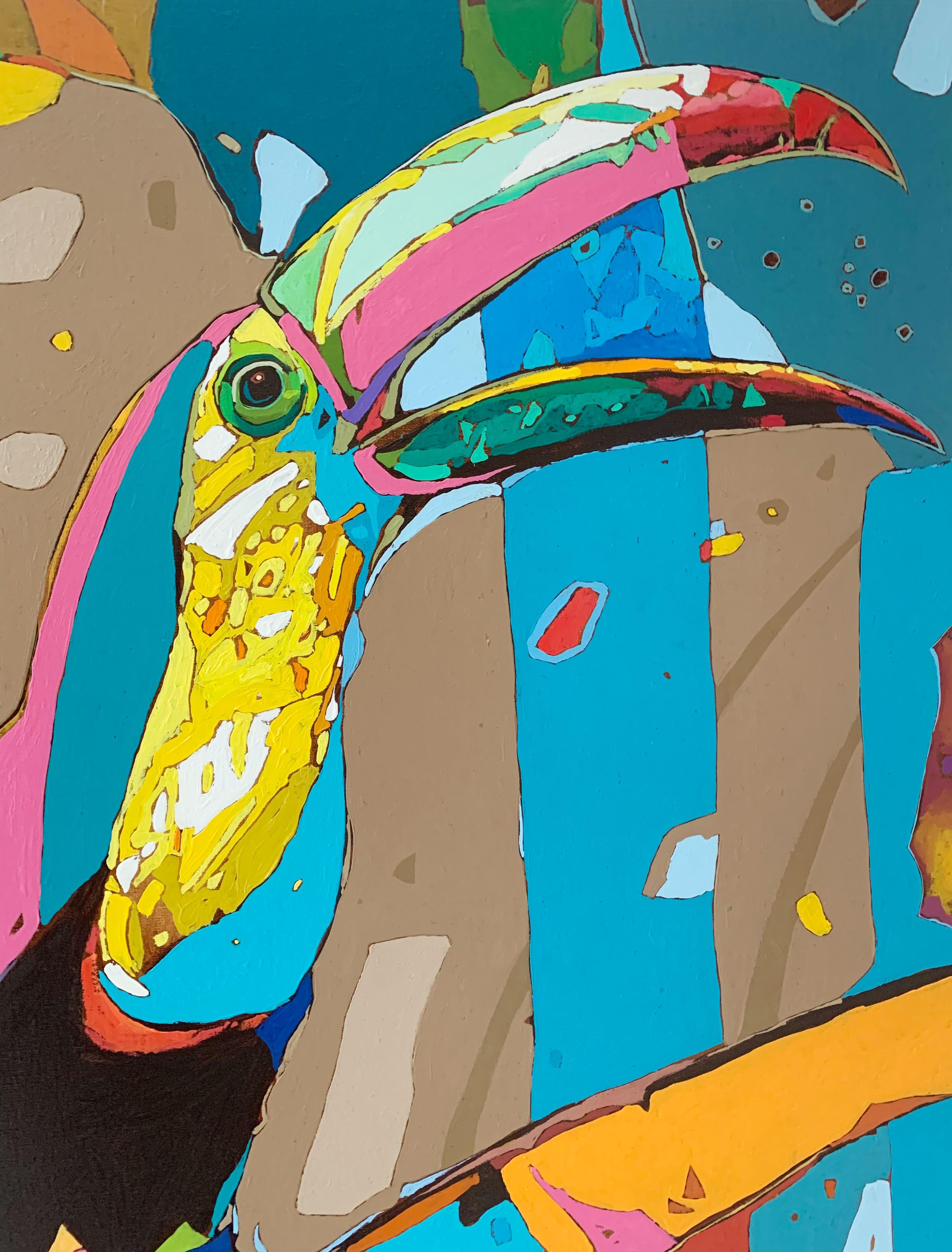 Rafał Gadowski - Toucans 11 - Figurative Oil Painting, Pop art, Animals ...