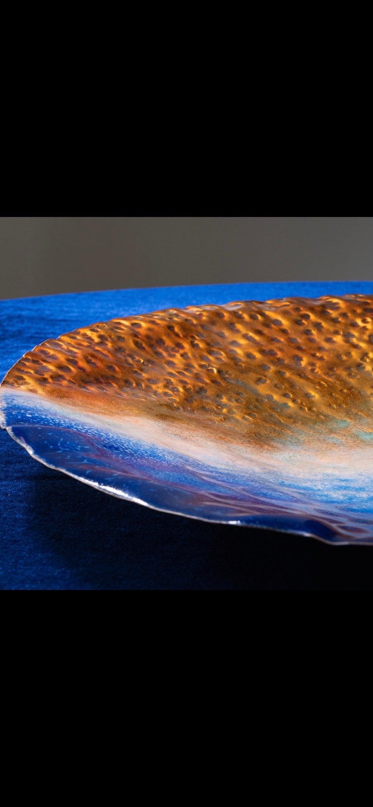 Raffaele Fusco Modern Art Wall Sculpture Italy Gold/Blue Handmade Fired ...