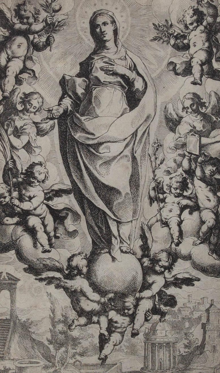 Raffaello Schiaminossi After Castello - 1603 Etching, The Virgin in ...