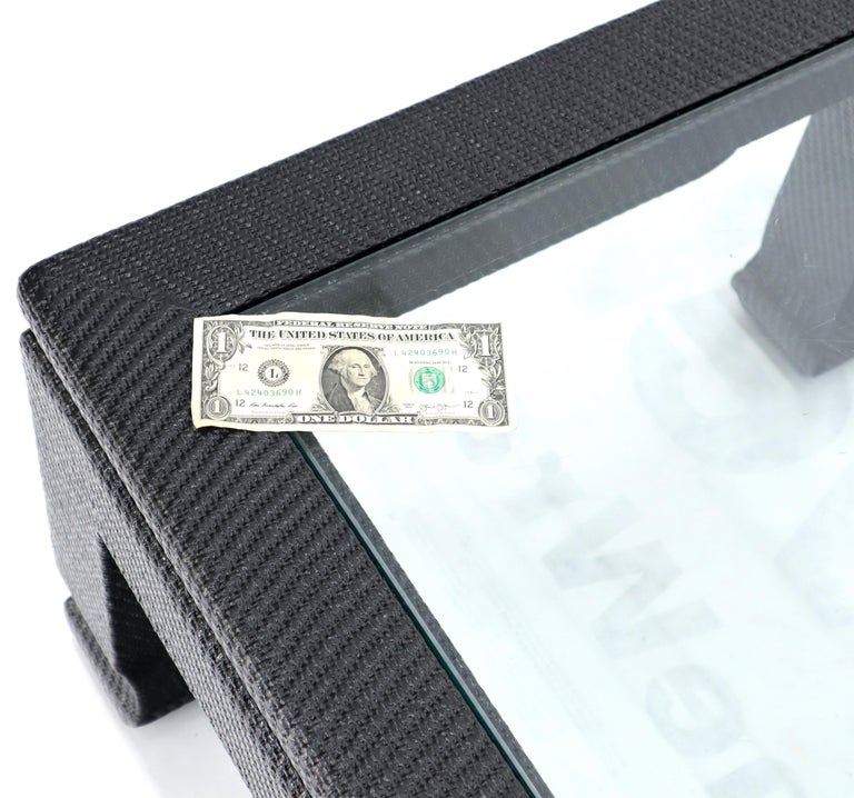 Raffia Cloth Covered Rectangular Glass Top Coffee Table Black For Sale ...