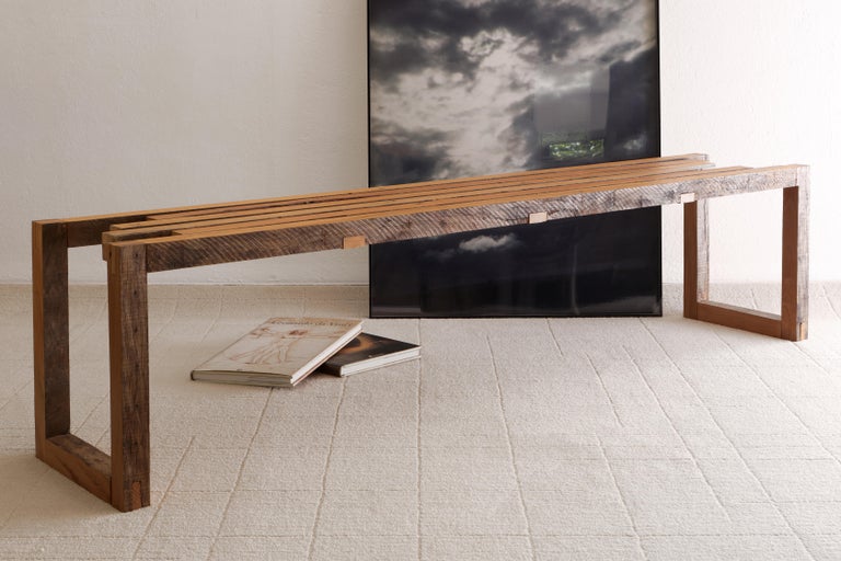 Rafter Bench, by Leo Strauss, Contemporary Bench, Reclaimed Pink Peroba ...