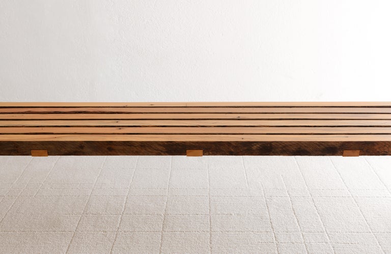 Rafter Bench, by Leo Strauss, Contemporary Bench, Reclaimed Pink Peroba ...
