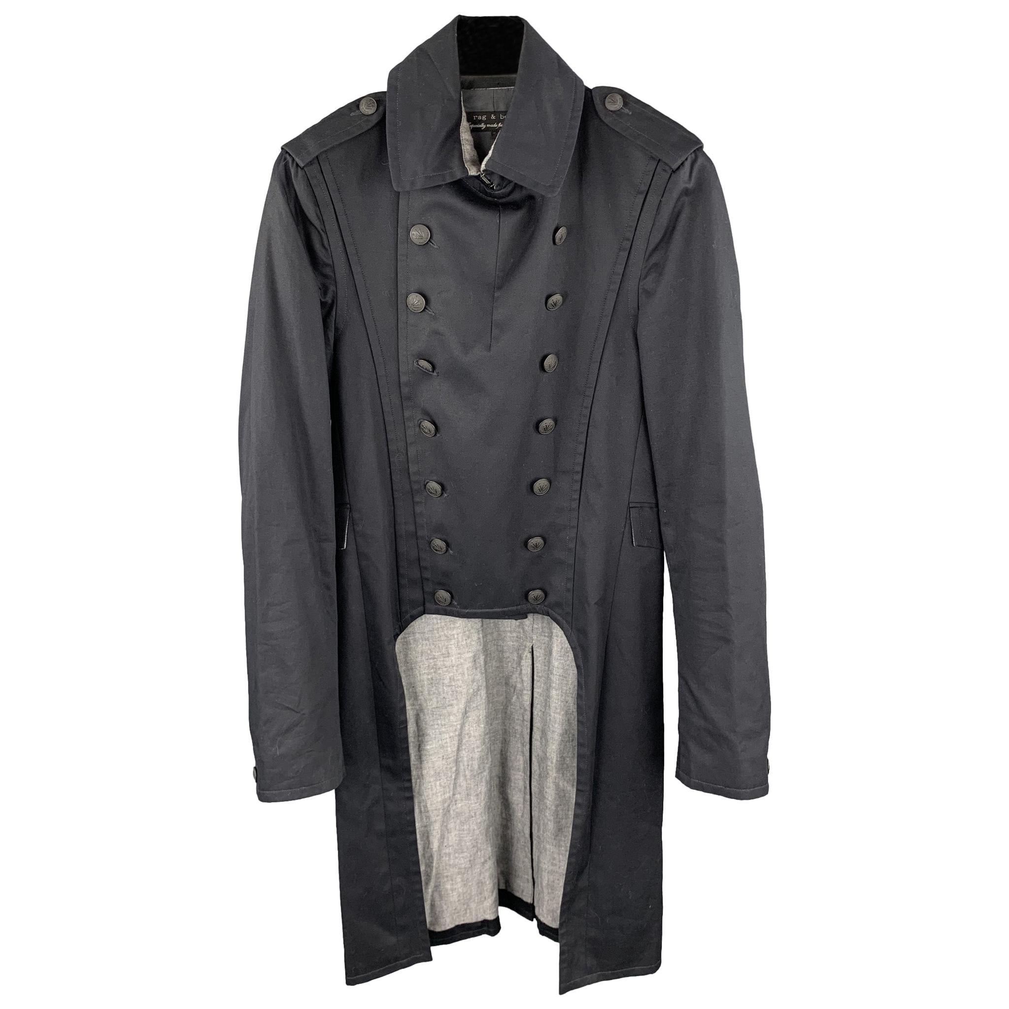 RAG and BONE Size 36 Black Cotton Double Breasted Tails Coat For Sale ...