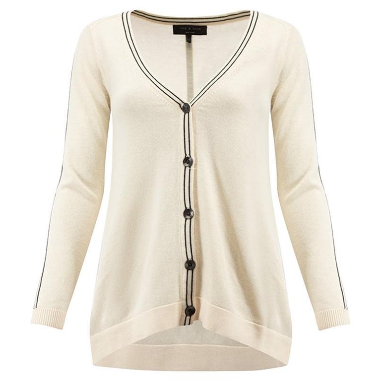 Rag and Bone Women's Cream Stripe Accent Knit Cardigan For Sale at 1stDibs