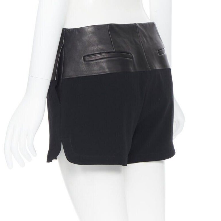 RAG and BONES black lamb leather waist viscose concealed zip shorts pants US4 For Sale at 1stDibs