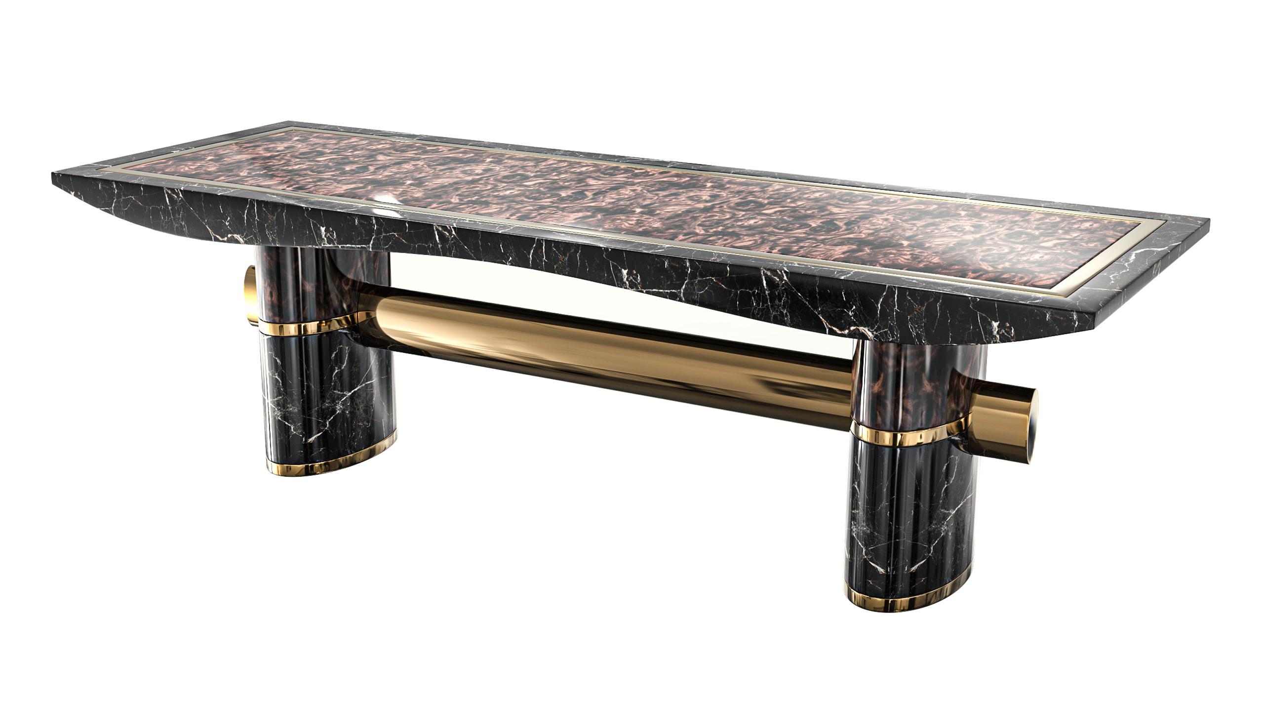 "Ragazzo" Handcrafted Desk with Marble, Burl Walnut and Bronze ...