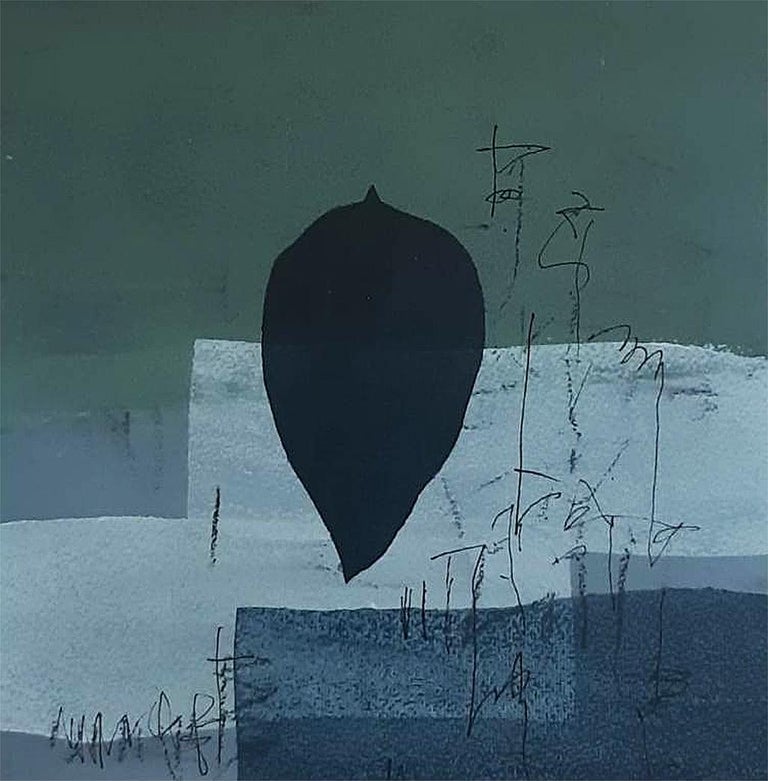 Rahim Mirza - Untitled, Acrylic on Paper, Blue, Green by Contemporary ...