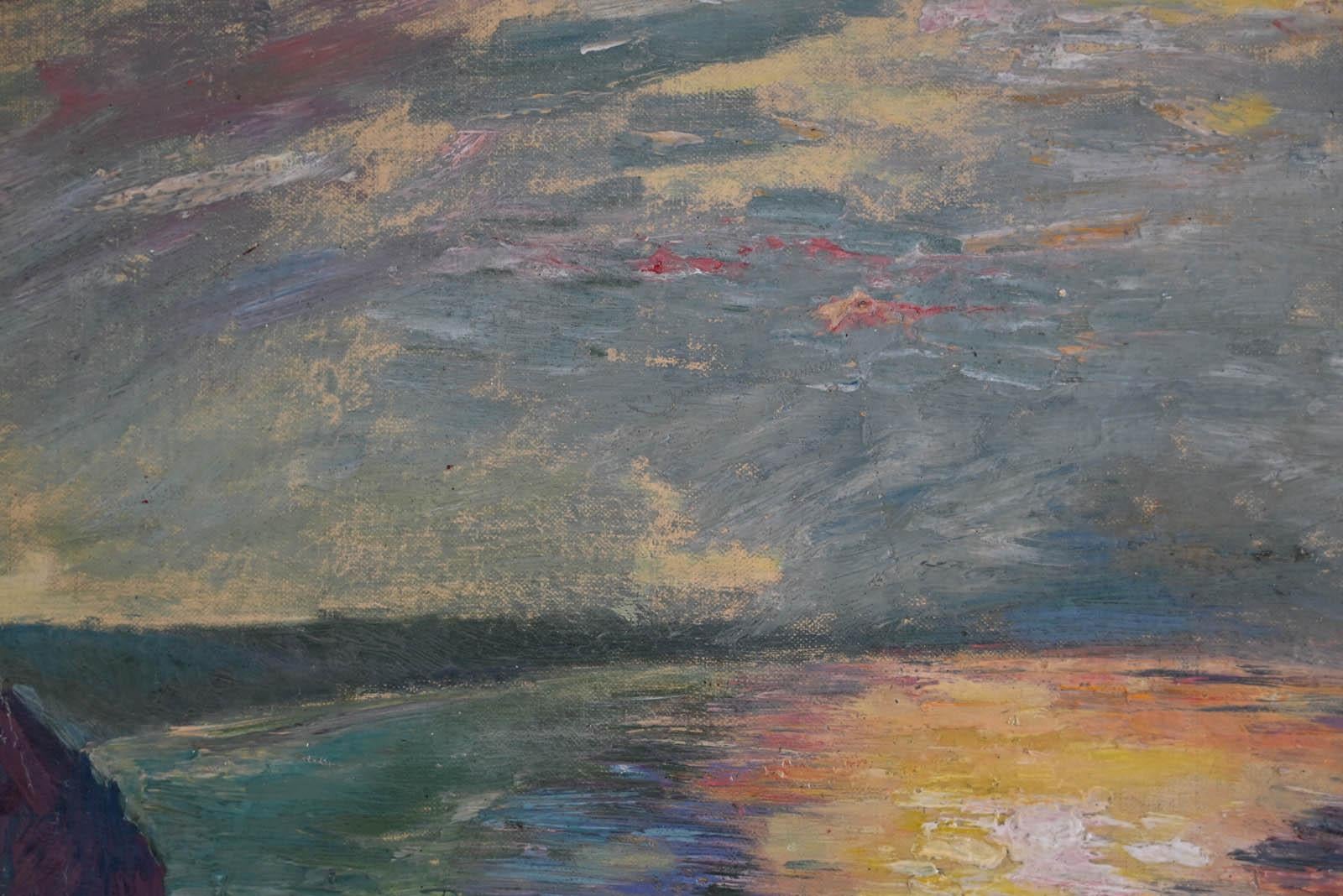 Raimond-Louis LECOURT - Falaises au couchant près d'Etretat For Sale at ...
