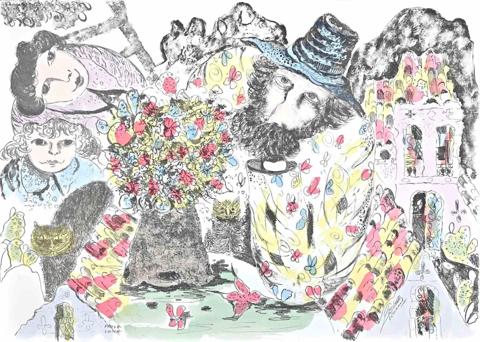 Raimondo Cardelli - Thinking About My World - Lithograph by R. Cardelli ...