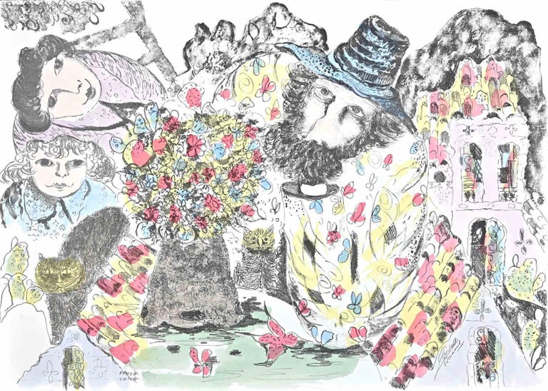 Raimondo Cardelli - Thinking About My World - Lithograph by R. Cardelli ...