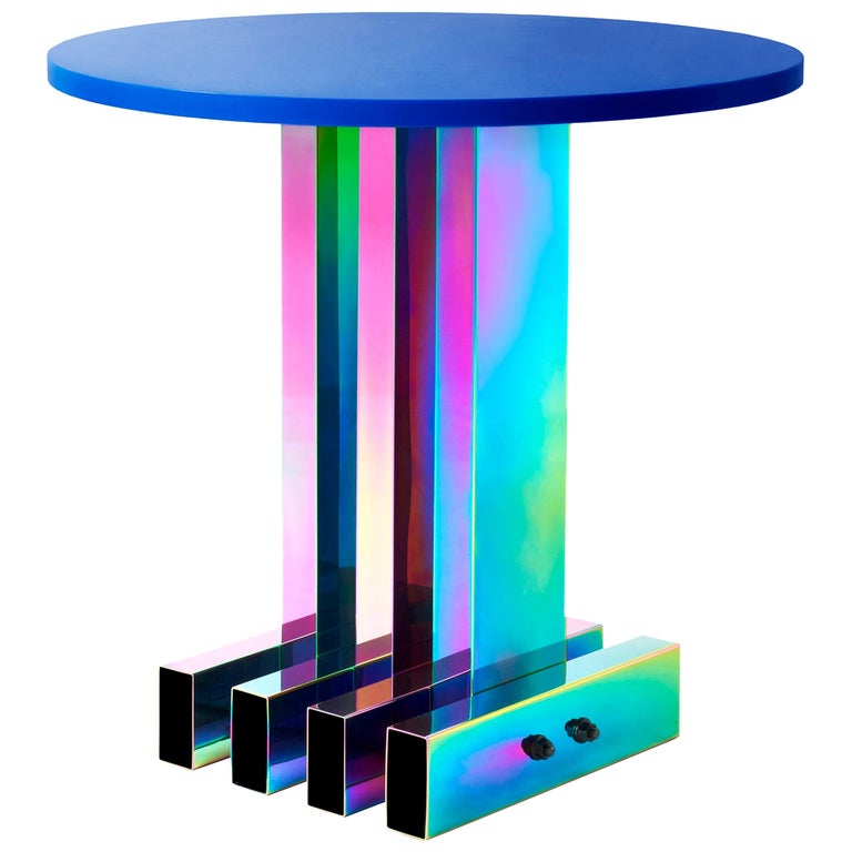 Rainbow Color Stainless Steel Hot Dining Table by Studio Buzao For Sale ...