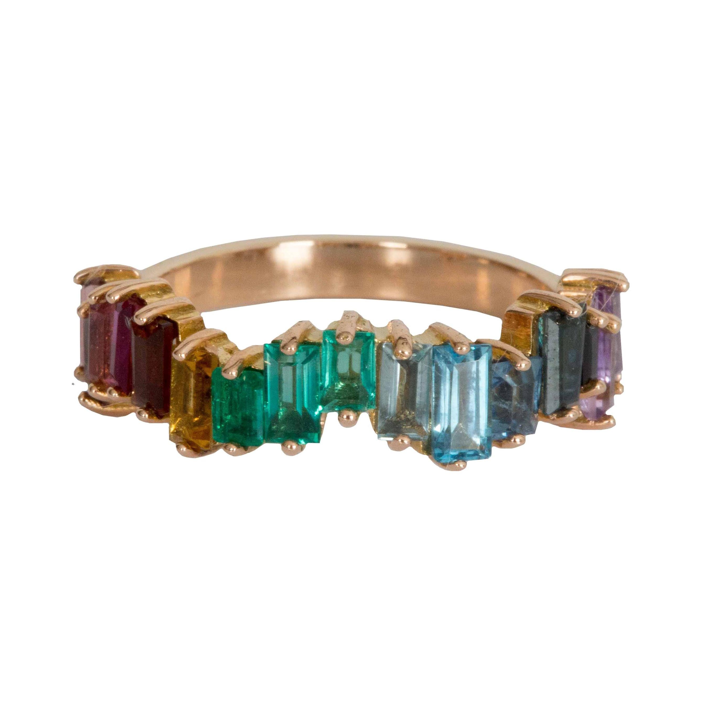 18 Karat Yellow Gold Rainbow Sapphire Band For Sale at 1stDibs