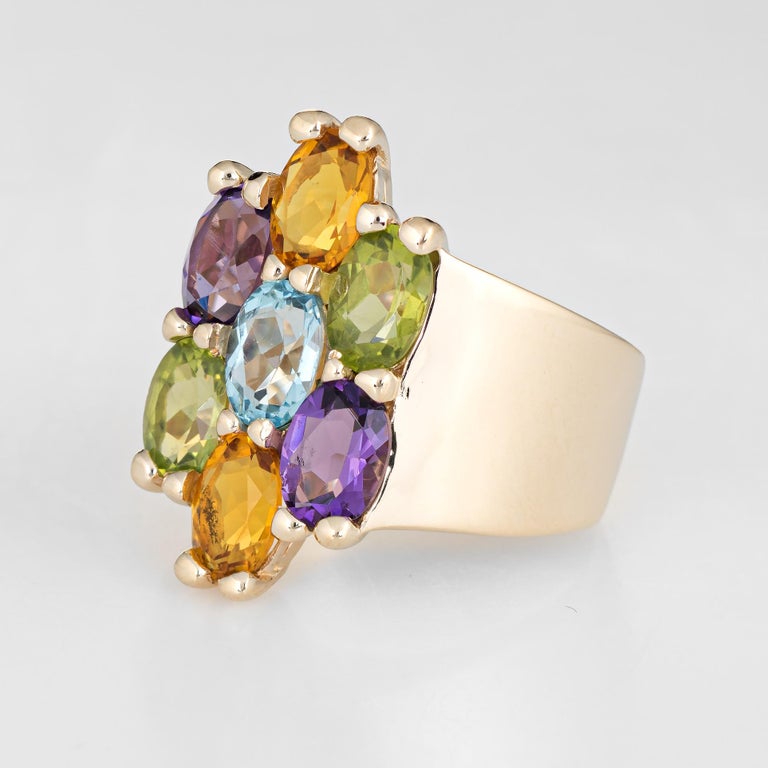 Rainbow Gemstone Ring Estate 14 Karat Yellow Gold Semi Precious Peridot ...