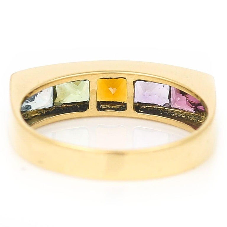 Rainbow Multi-Gem 18ct Gold Ring Set with Peridot, Diamond, Topaz and ...