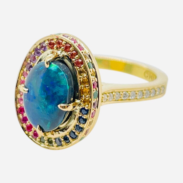 Customizable Rainbow Opal Ring in 18ct gold For Sale at 1stDibs ...