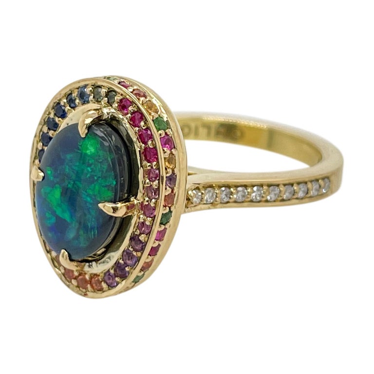 Customizable Rainbow Opal Ring in 18ct gold For Sale at 1stDibs