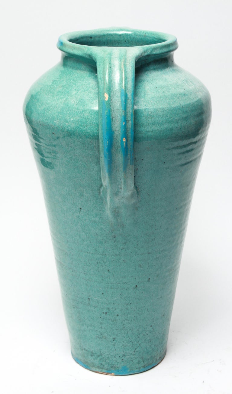 Rainbow Pottery Mid-Century Modern Turquoise Vase with Double Handles ...