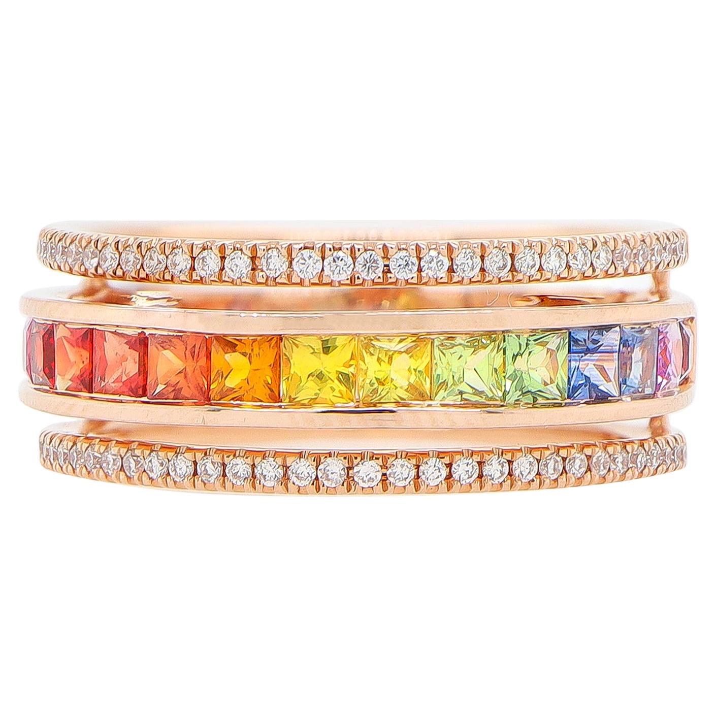 Venyx 18 Karat Gold Pearl Sapphire Colored Stone Una Rainbow Fish Ring ...