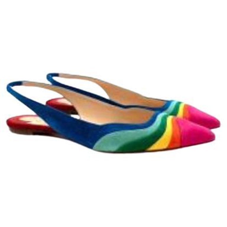 Rainbow Suede Sling Back Flats For Sale at 1stDibs