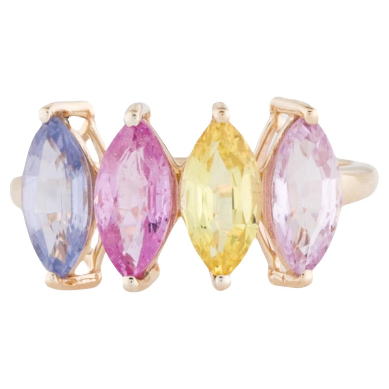 Rainbow Symphony Marquise Multi Sapphire Ring in 14k Yellow Gold For ...