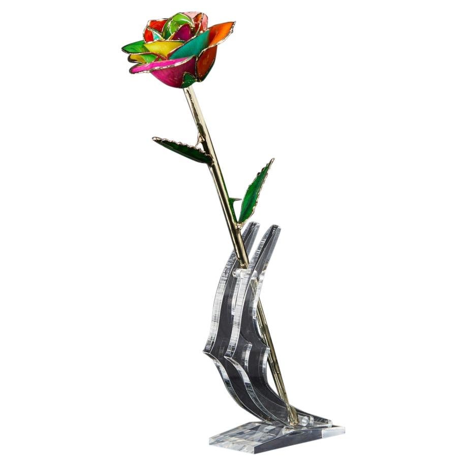 Thanksgiving Bouquet, Glossy Lacquer Real Rose in 24k Gold with LED ...