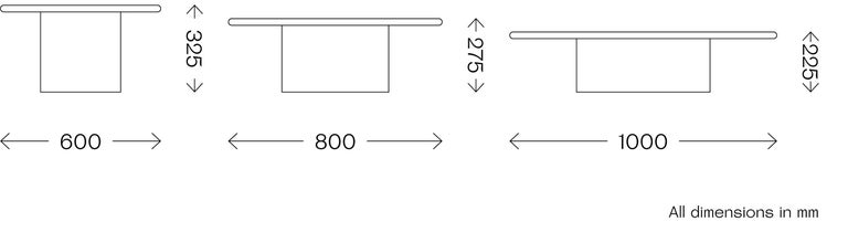 Raindrop Coffee Table Set, 600, 800, 1000, White Oak / Microcrete For ...