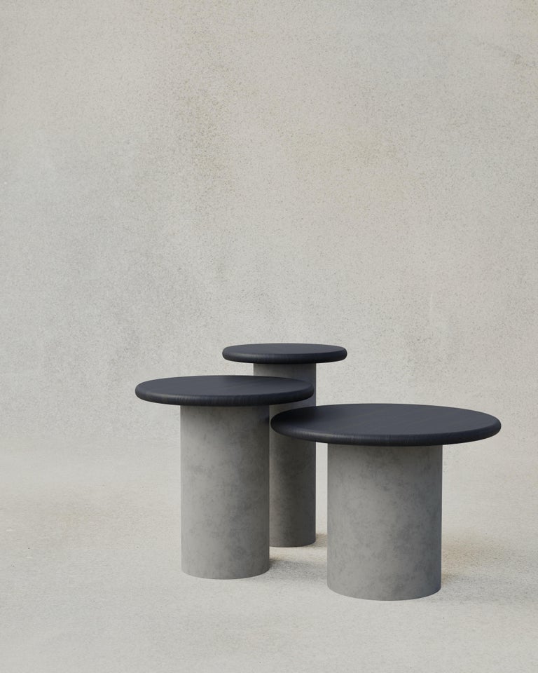 Raindrop Side Table Set, 300, 400, 500, Black Oak / Microcrete For Sale ...