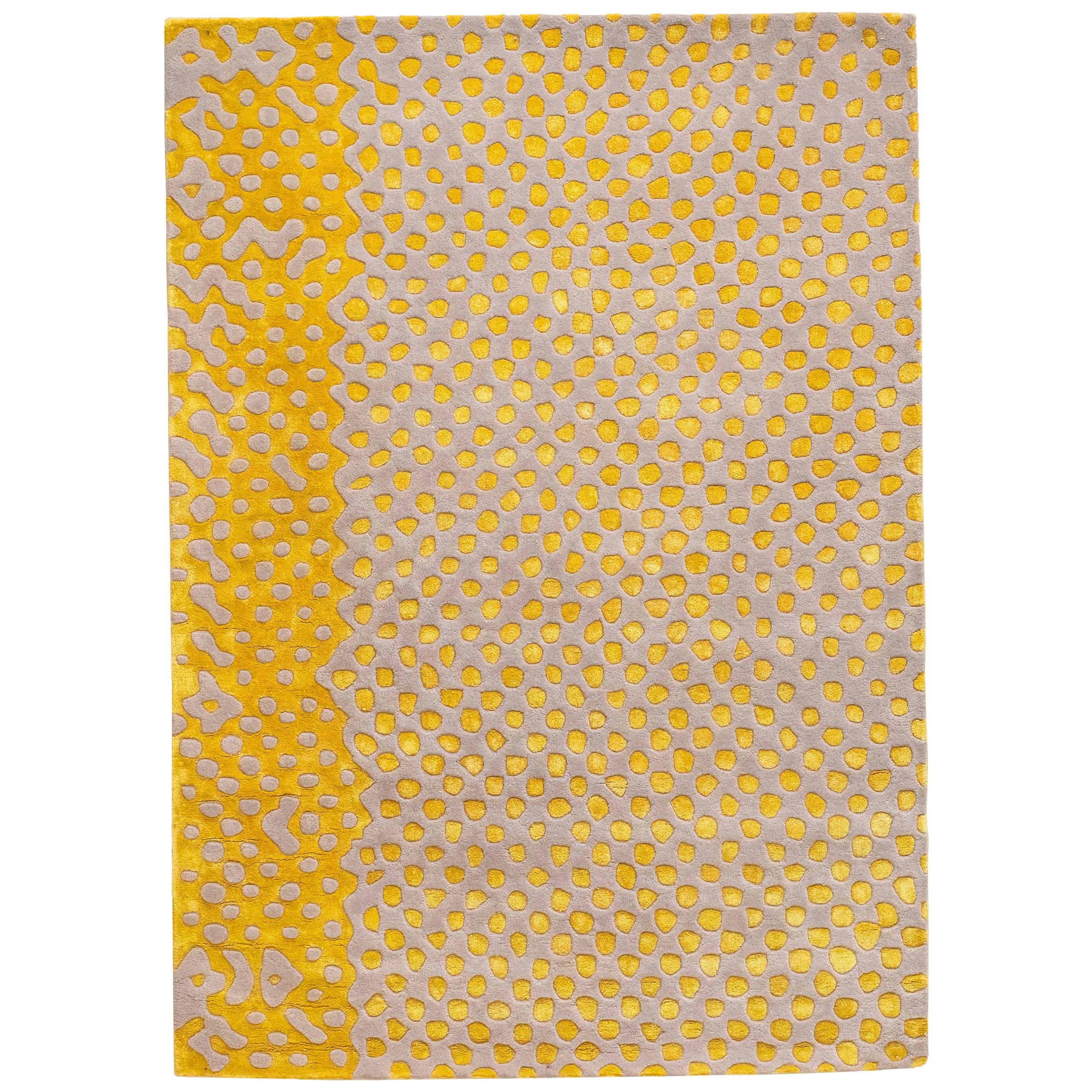 Raindrops Medium Yellow Gray Rug by Matteo Cibic For Sale at 1stDibs