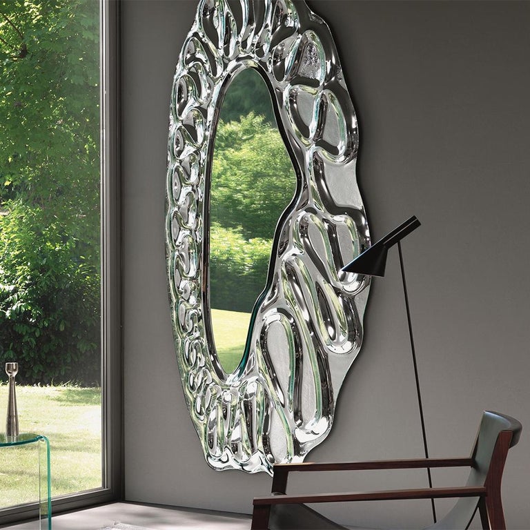 Raindrops Mirror in Silver Finish at 1stDibs