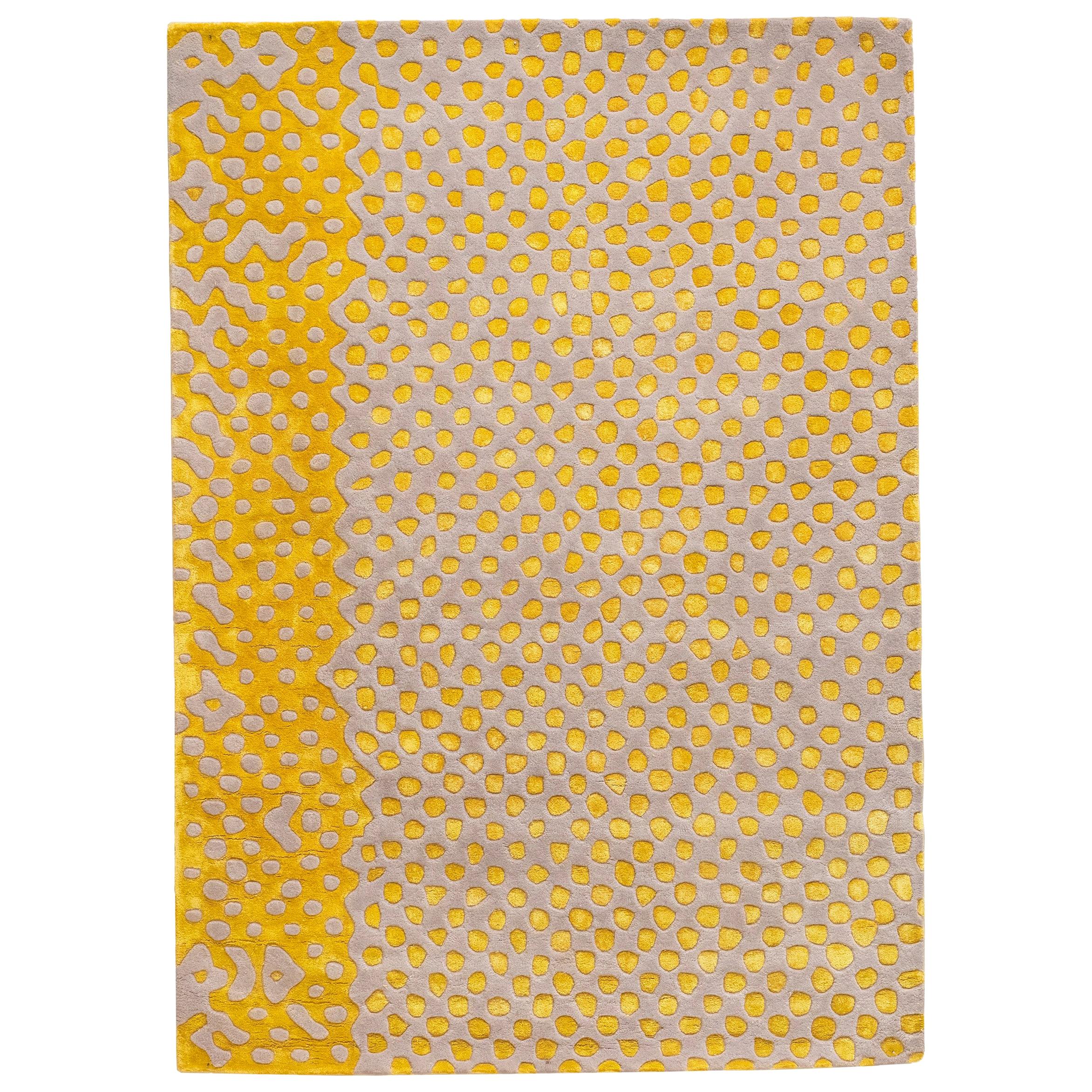 Raindrops Medium Yellow Gray Rug by Matteo Cibic For Sale at 1stDibs