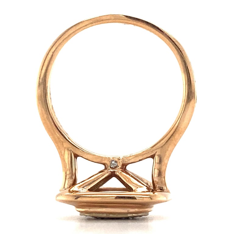 Raised Platform "Predicta" Ring with Pavé Diamond Grid in Rose Gold ...