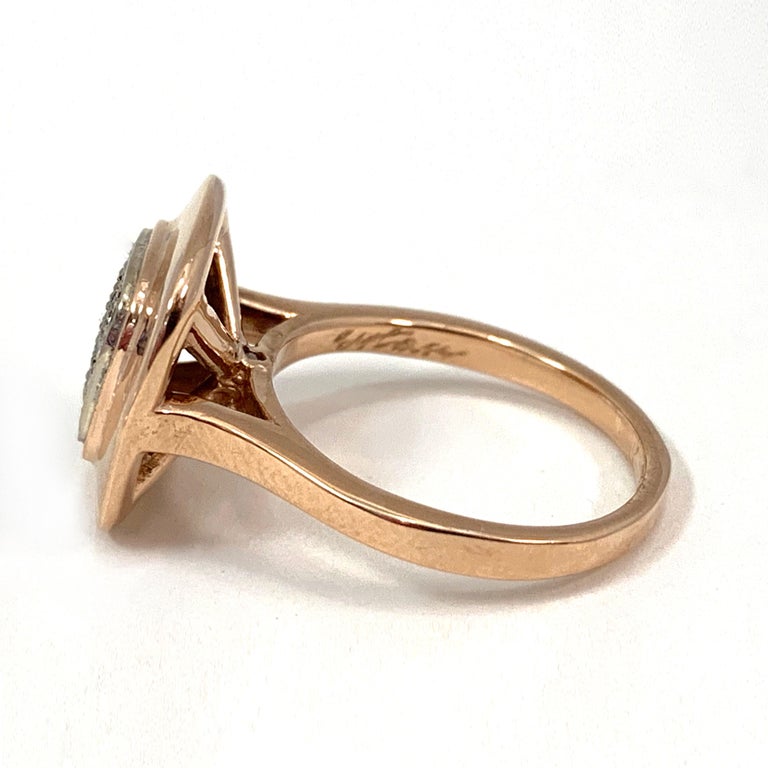 Raised Platform "Predicta" Ring with Pavé Diamond Grid in Rose Gold ...