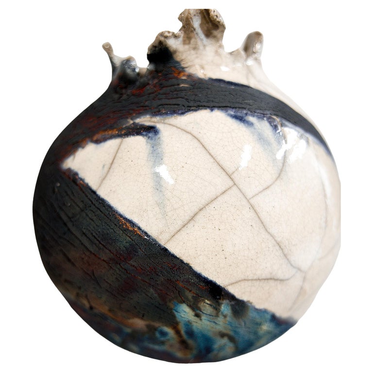 Raku Fire Crackle Moon Jar For Sale at 1stDibs