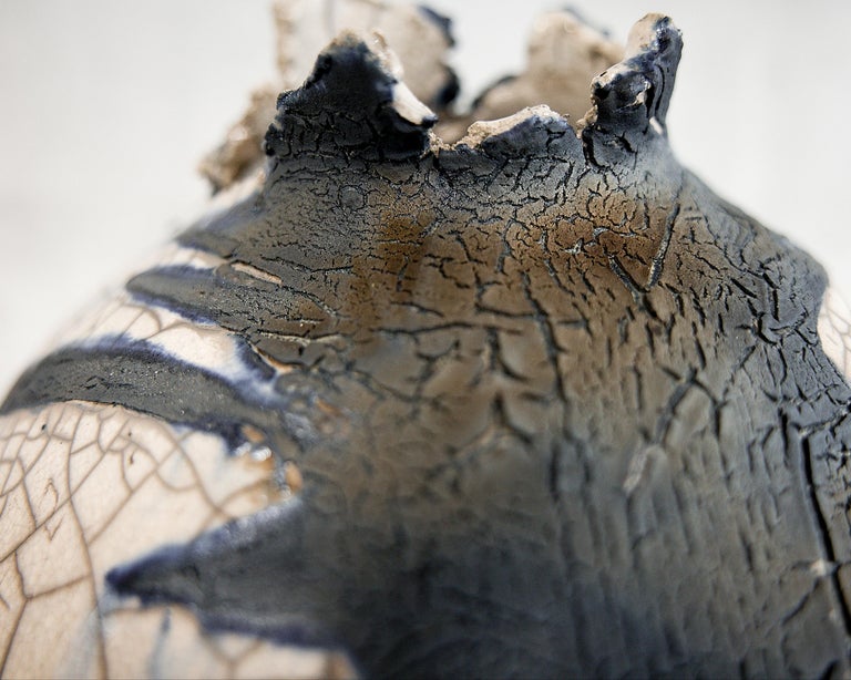 Raku Fire Crackle Moon Jar For Sale at 1stDibs