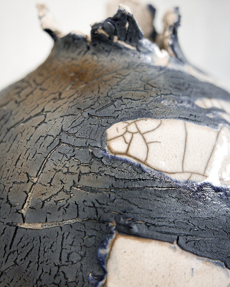 Raku Fire Crackle Moon Jar For Sale at 1stDibs