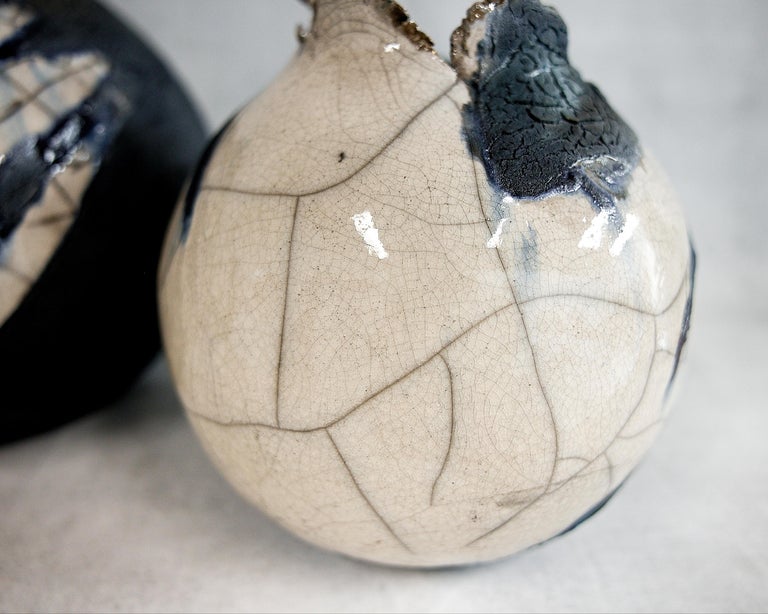 Raku Fire Crackle Moon Jar For Sale at 1stDibs