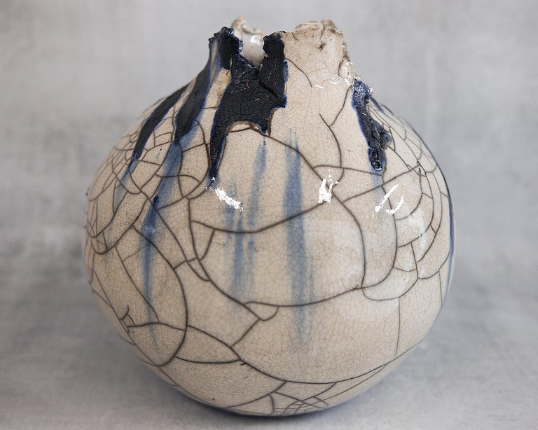 Raku Fire Crackle Moon Jar For Sale at 1stDibs