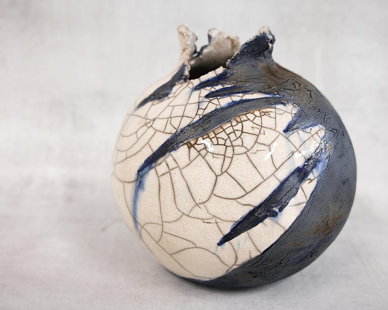 Raku Fire Crackle Moon Jar For Sale at 1stDibs