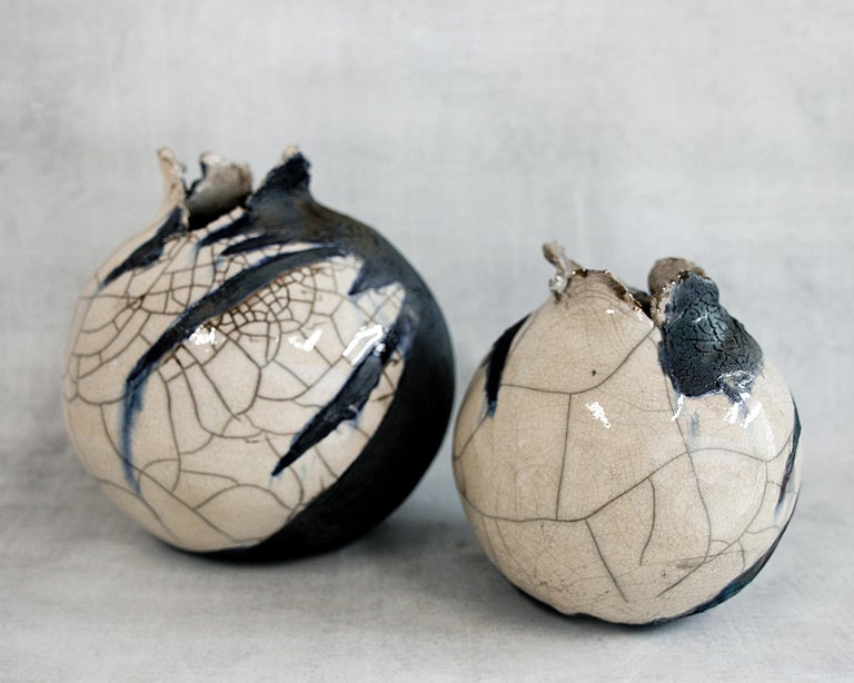 Raku Fire Crackle Moon Jar For Sale at 1stDibs