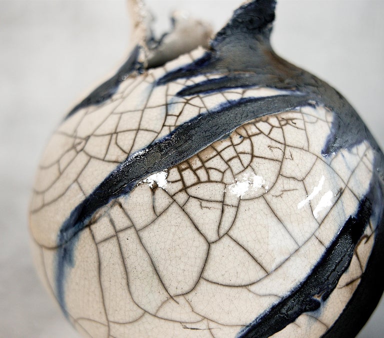 Raku Fire Crackle Moon Jar For Sale at 1stDibs