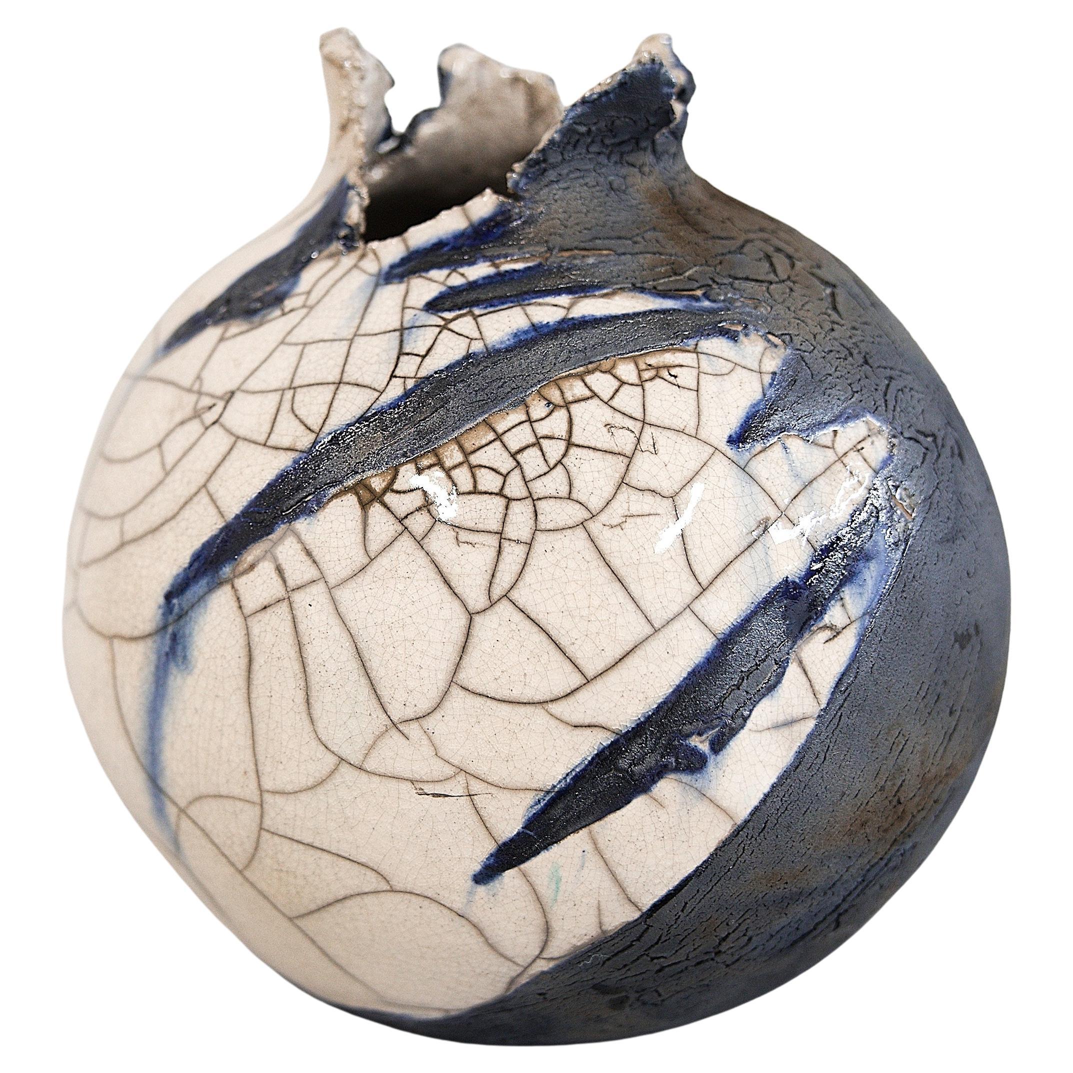 Raku Fire Crackle Moon Jar For Sale at 1stDibs