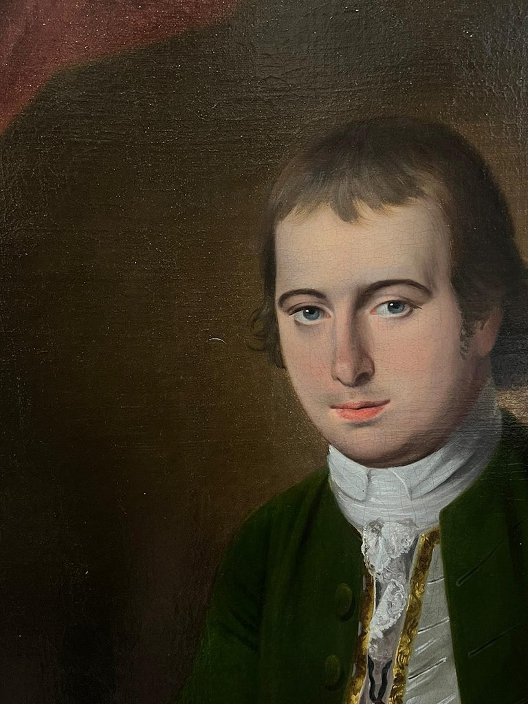 Huge 18th Century American Oil Portrait Gentleman in his Study with ...