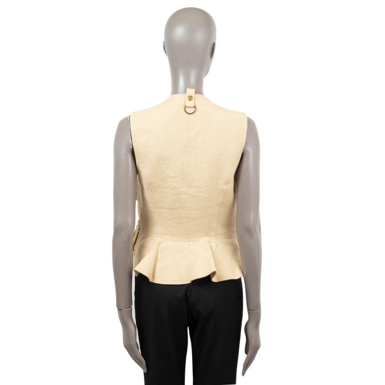 RALPH LAUREN beige linen FITTED UTILITARIAN Vest Jacket 8 S For Sale at ...