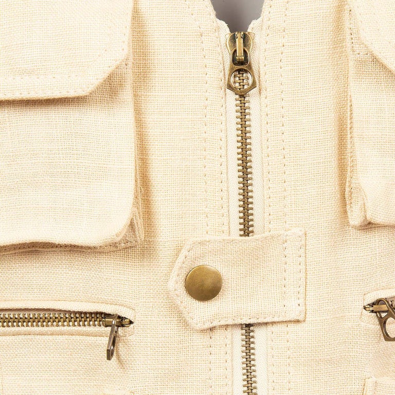 RALPH LAUREN beige linen FITTED UTILITARIAN Vest Jacket 8 S For Sale at ...