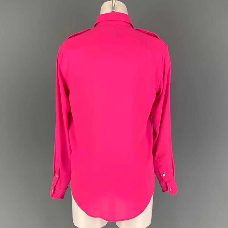 RALPH LAUREN Black Label Size 2 Pink Polyester Button Up Shirt For Sale ...